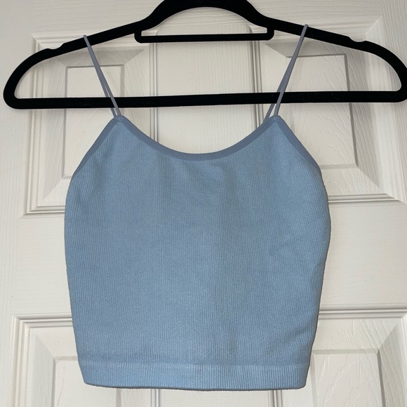 Tops | Light Blue Ribbed Tank Top | Poshmark